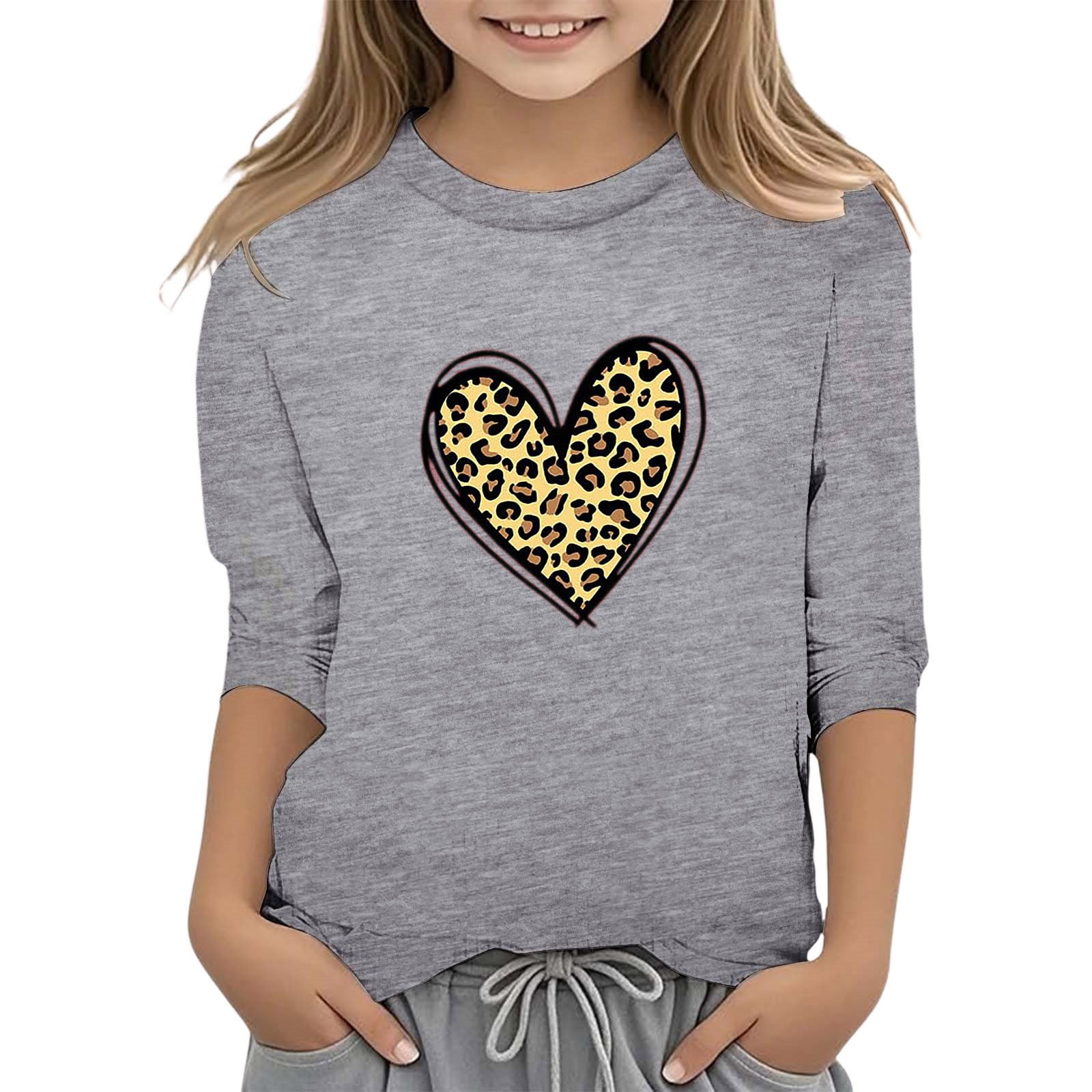 Byoo Valentine's Day Toddler Girl T Shirt Leopard Heart Print Round ...