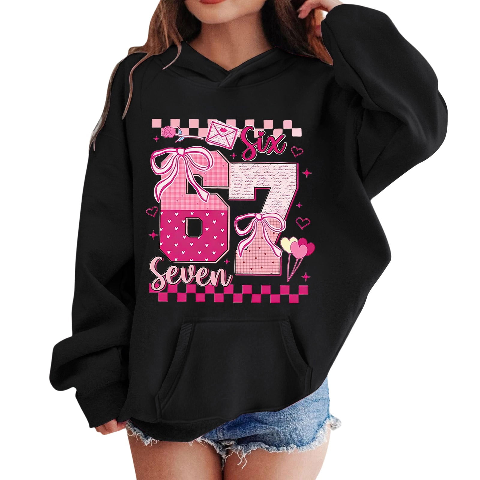 Byoo Valentine's Day Tween Girl Oversize Hoodie with Pocket Number ...