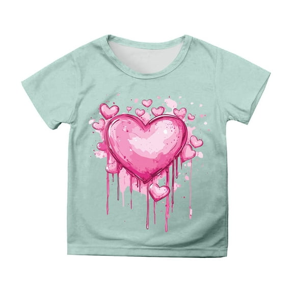 Byoo Valentine's Day Tween Girls' T-Shirt Soft Heart Graphic O-Neck ...
