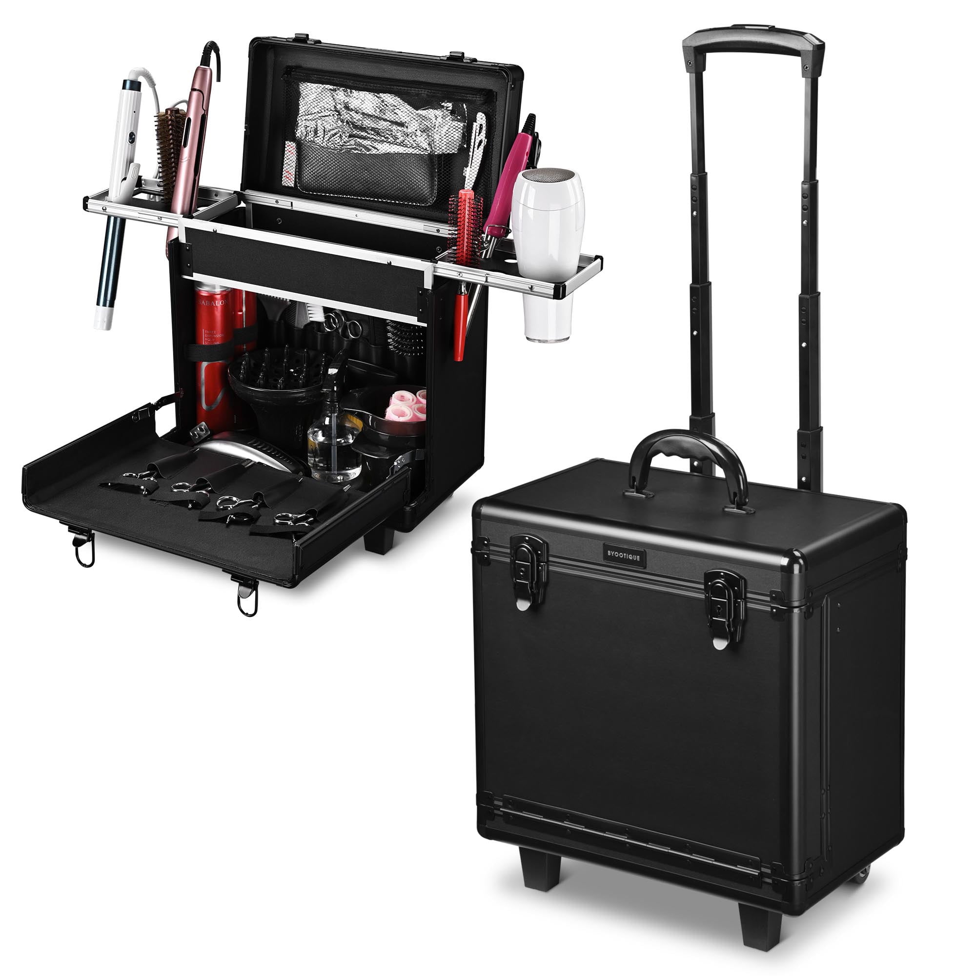 Byootique 15x9x14" Rolling Hair Makeup Case Train PVC Baber Salon ...
