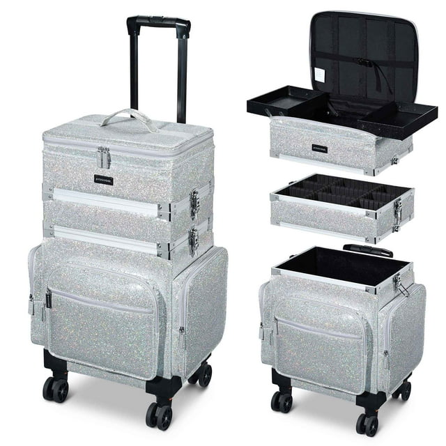 Byootique 3in1 Soft Sided Rolling Makeup Case Cosmetic With Removable ...