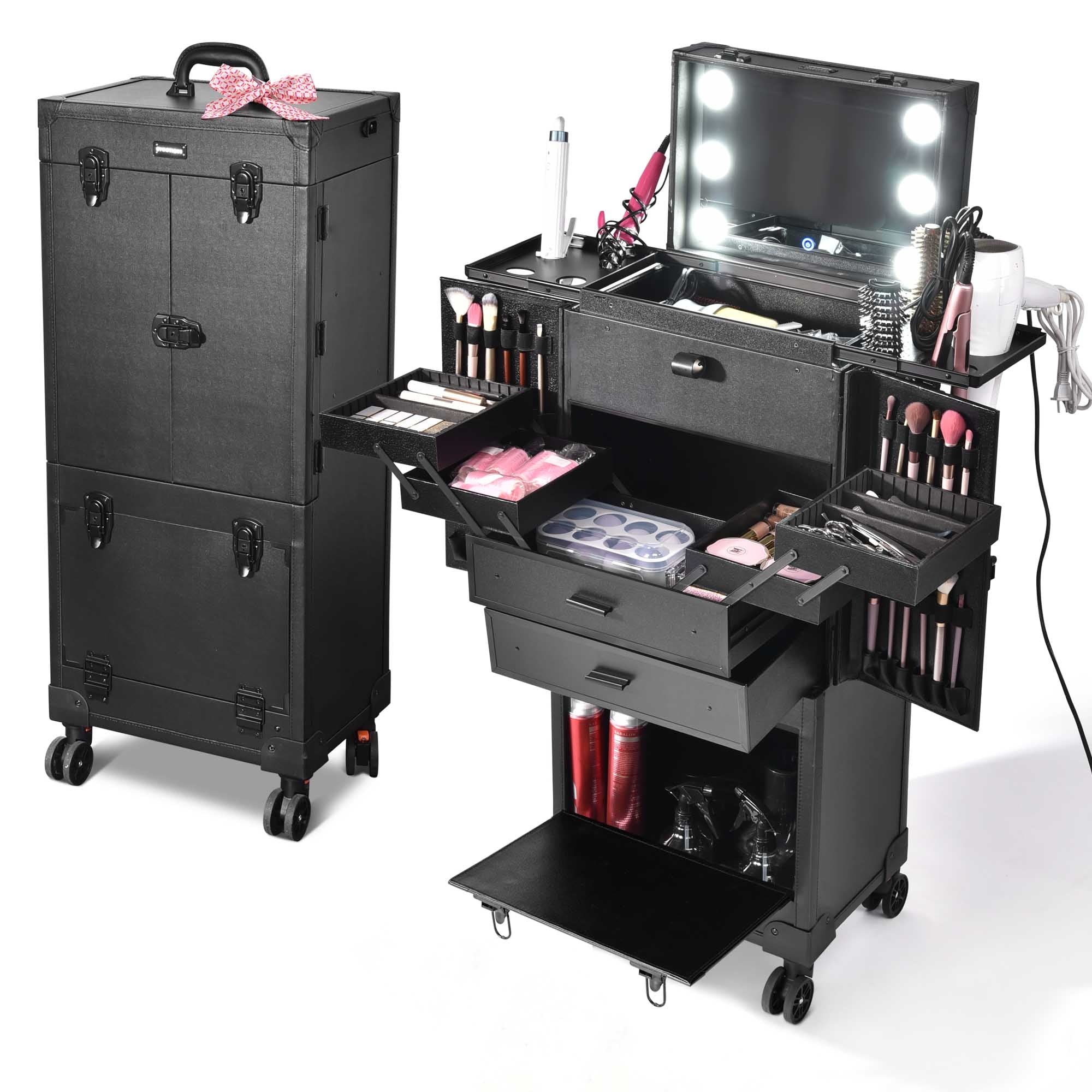Byootique Professional Traveling Portable Mirror Rolling Makeup Case ...