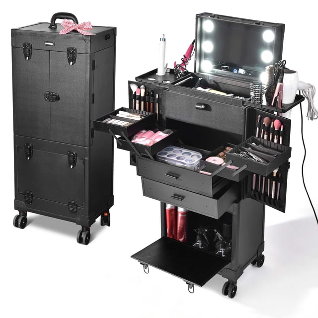 Byootique Professional Traveling Portable Mirror Rolling Makeup Case ...