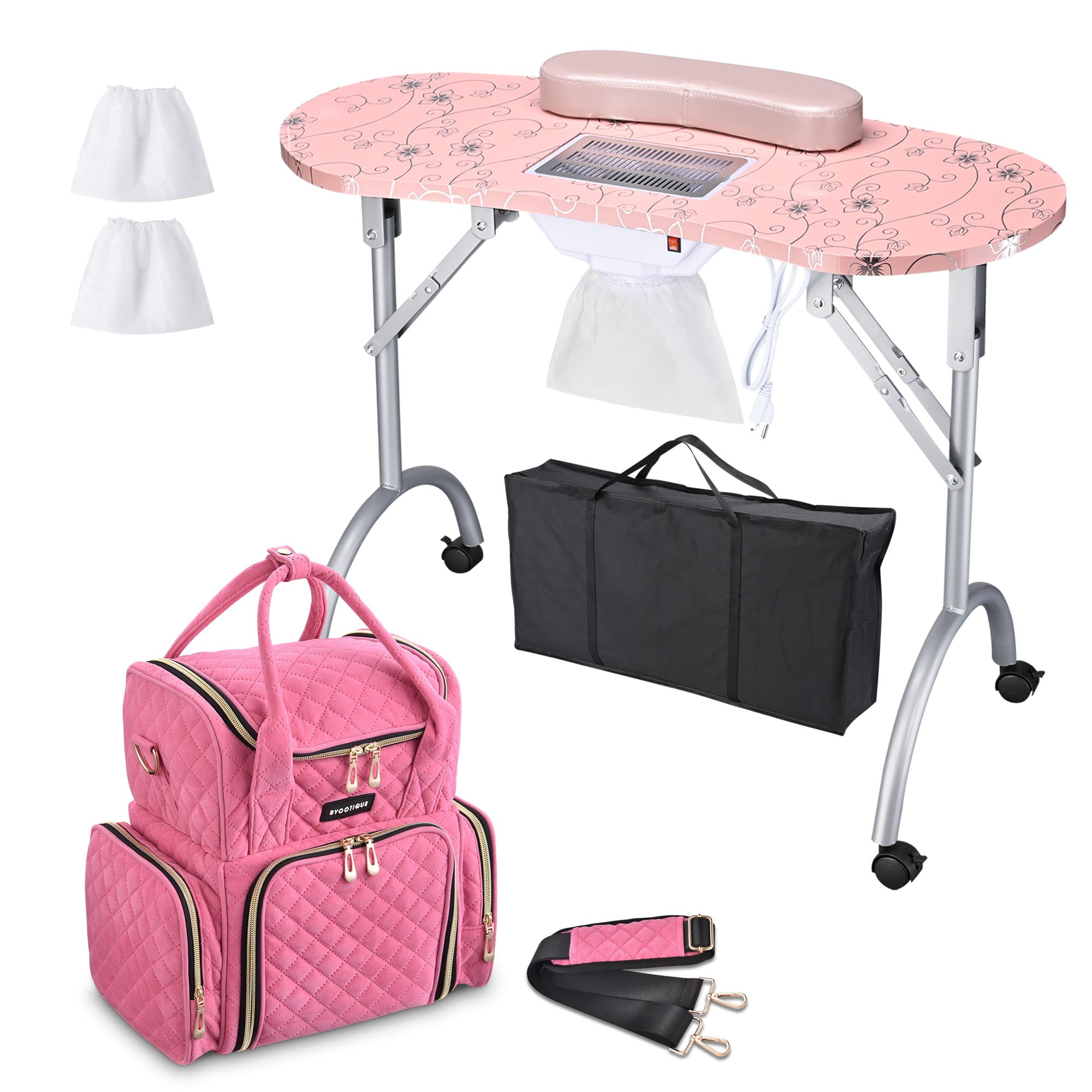 Byootique Folding Manicure Table Nail Polish Carrying Case with Built ...