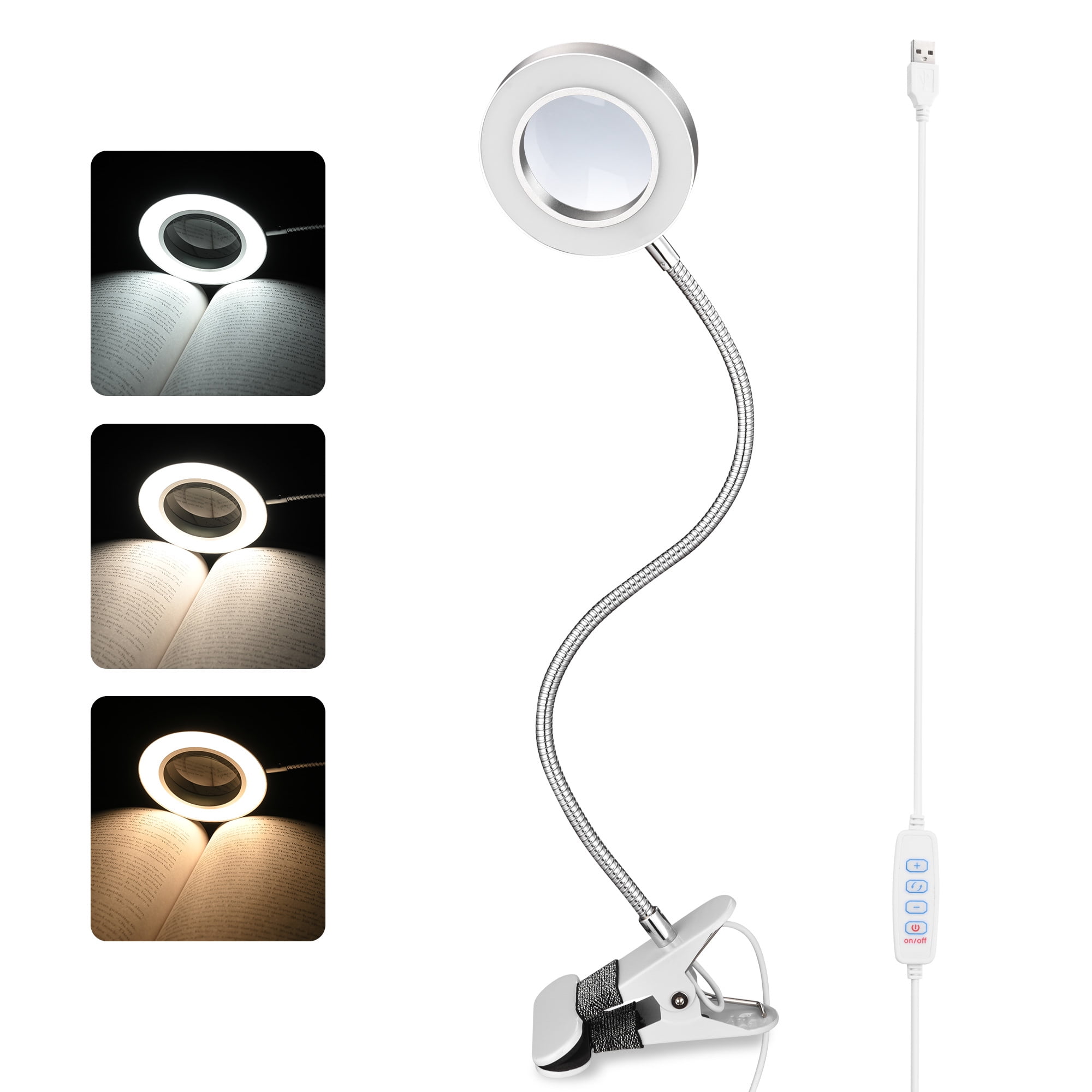 Byootique LED Magnifying Desk Lamp Dimmable 2.5X Glass Lens Magnifier w ...