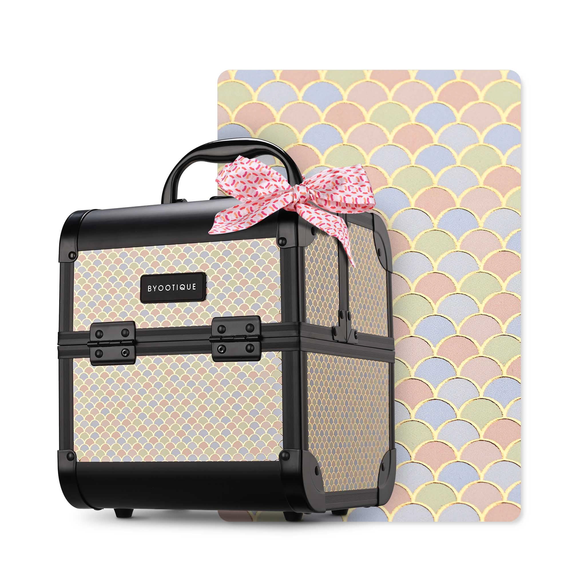 Byootique Makeup Train Case with Mirror Cosmetic Box Organizer Art Deco ...