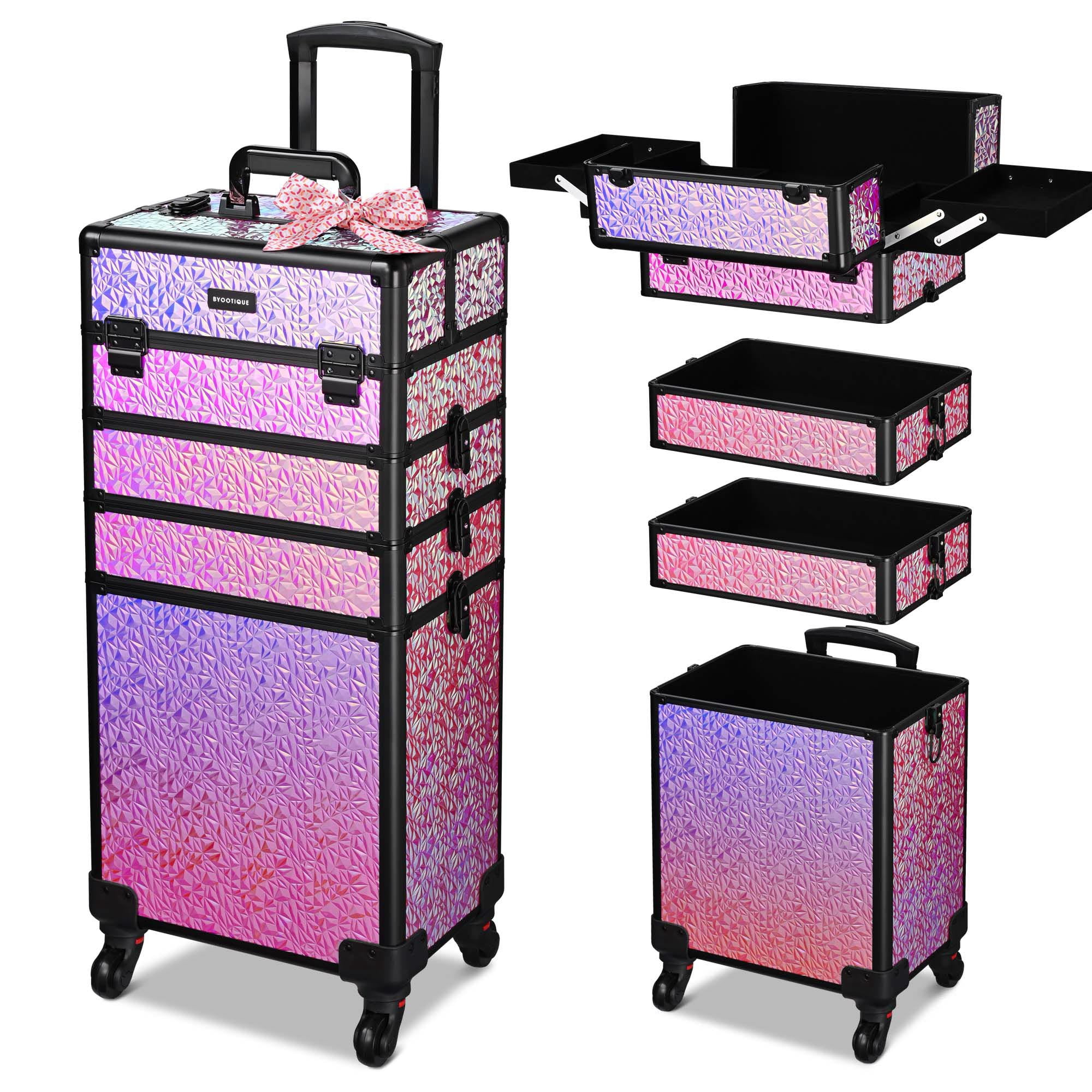 Byootique Mermaid Pink 4in1 Rolling Makeup Train Case Cosmetic ...