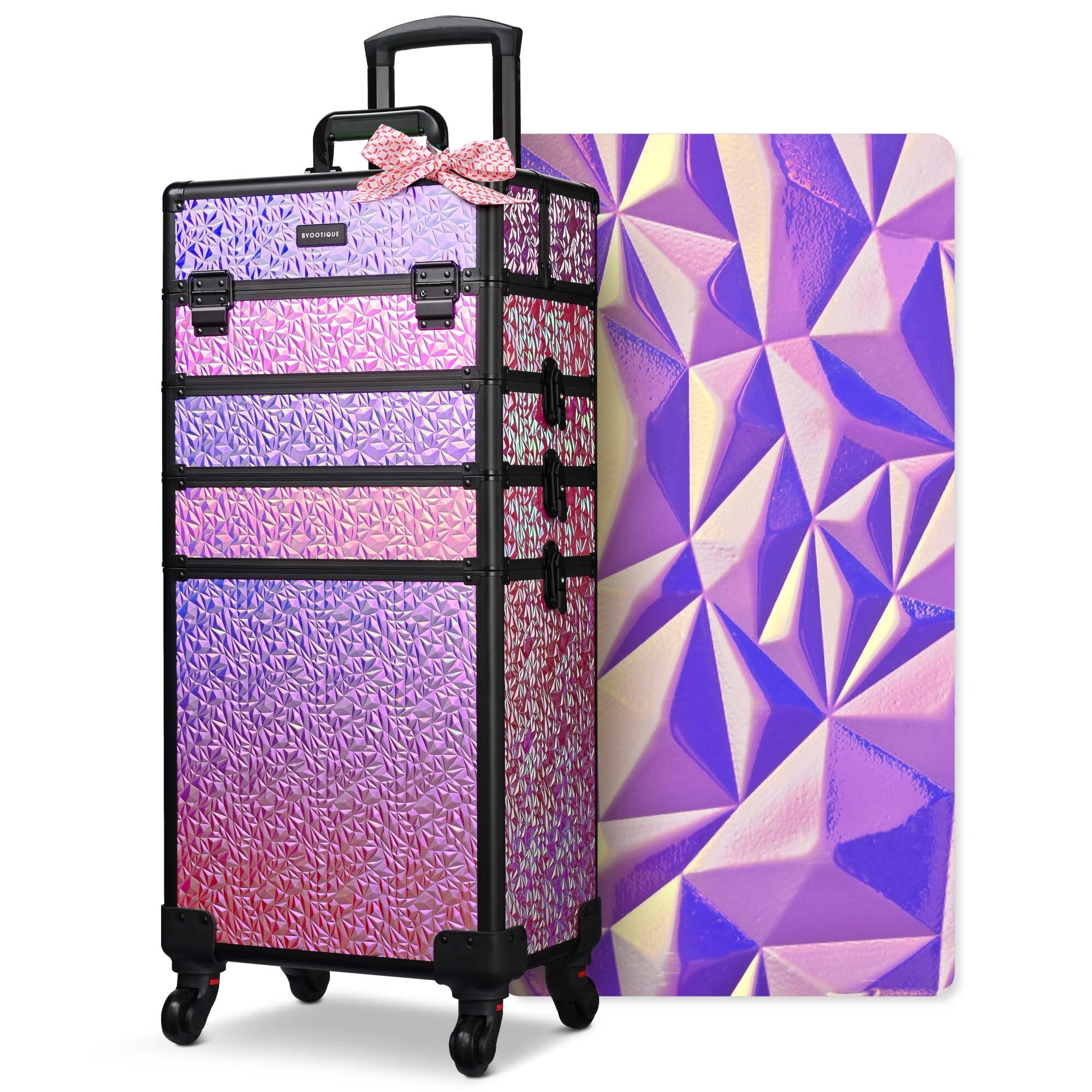 Byootique Mermaid Pink 4in1 Rolling Makeup Train Case Cosmetic ...