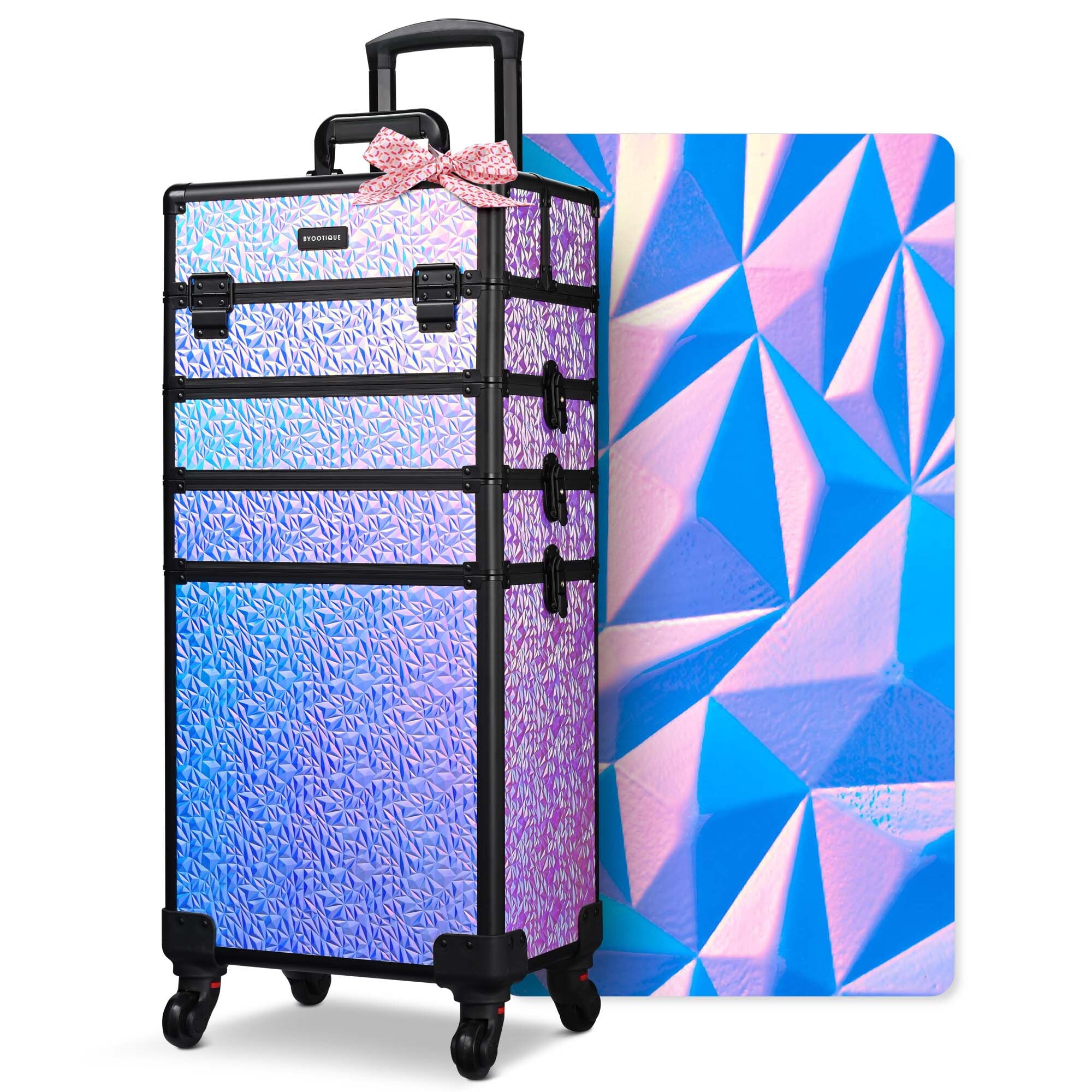 Byootique Mermaid Purple 4in1 Rolling Makeup Train Case Cosmetic ...