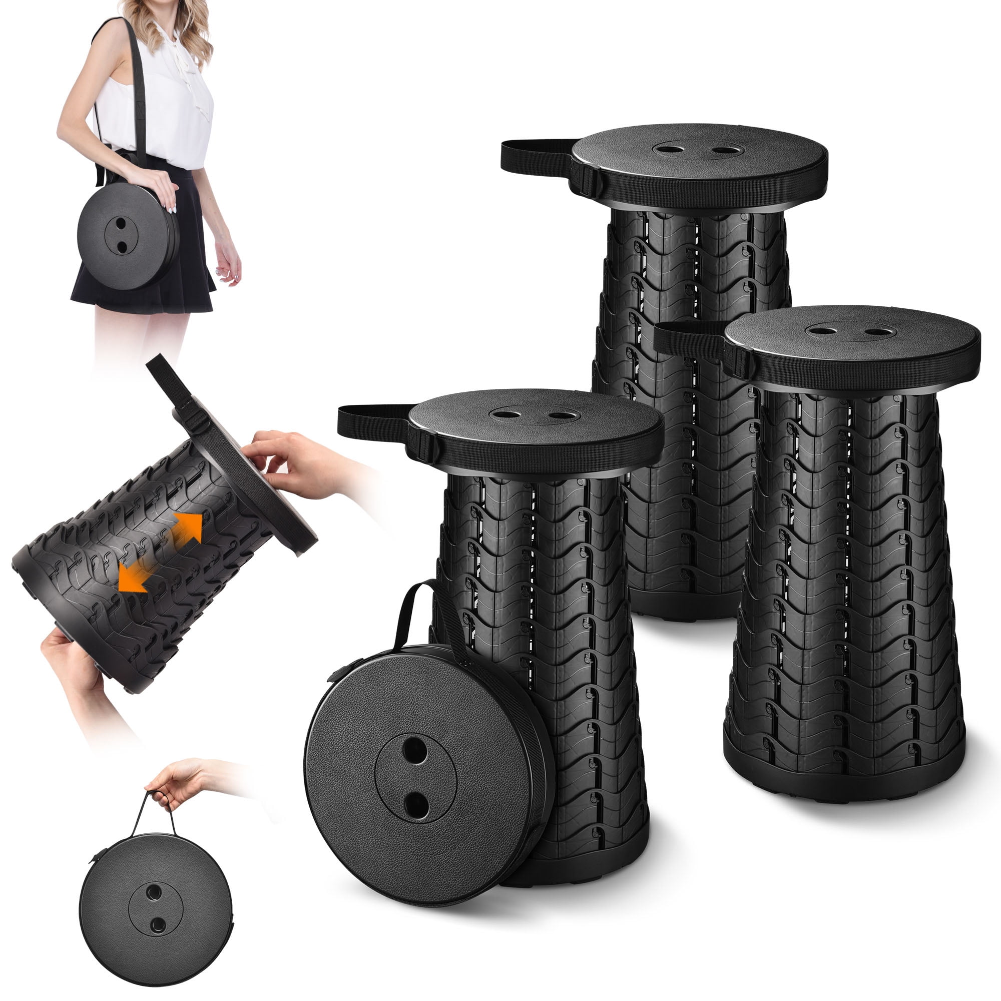 Byootique Portable Folding Camping Stool Collapsible Adjustable Seat 4 ...