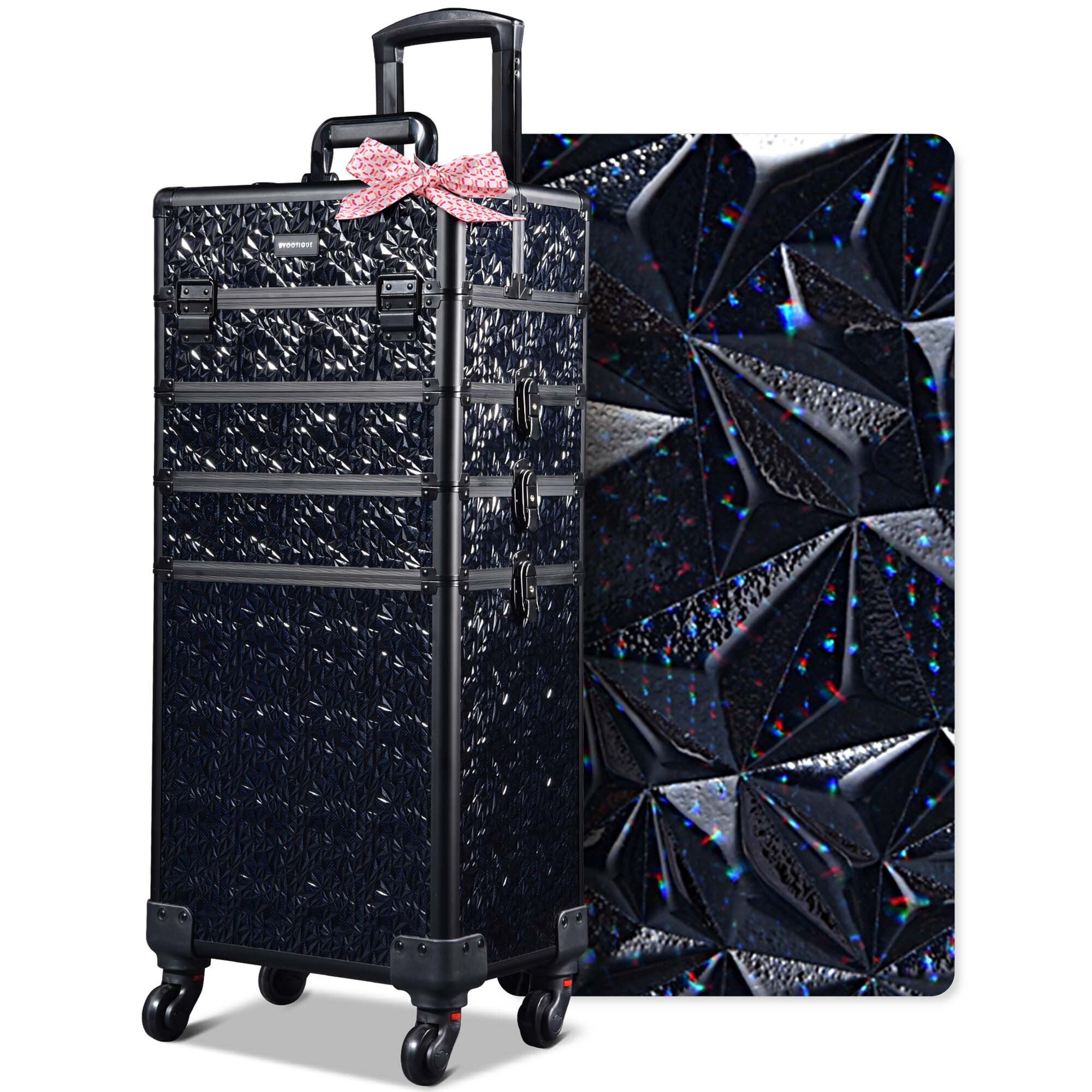 Byootique Rolling Makeup Train Case 4in1 Cosmetic Trolley Organizer ...
