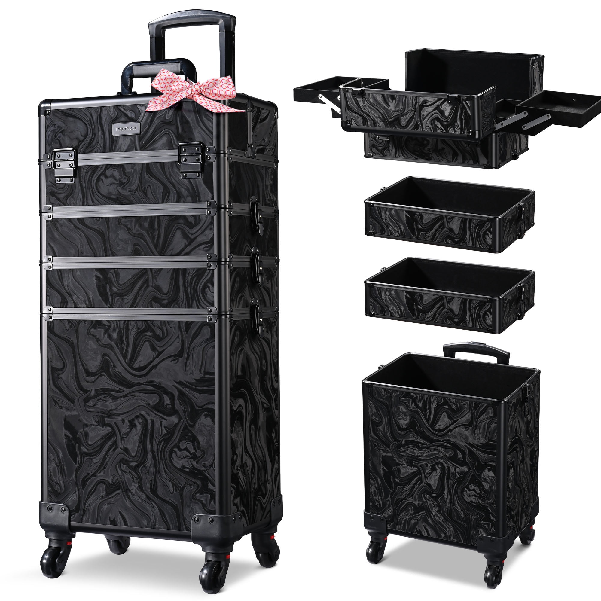 Byootique Rolling Makeup Train Case 4in1 Cosmetology Rolling Case ...