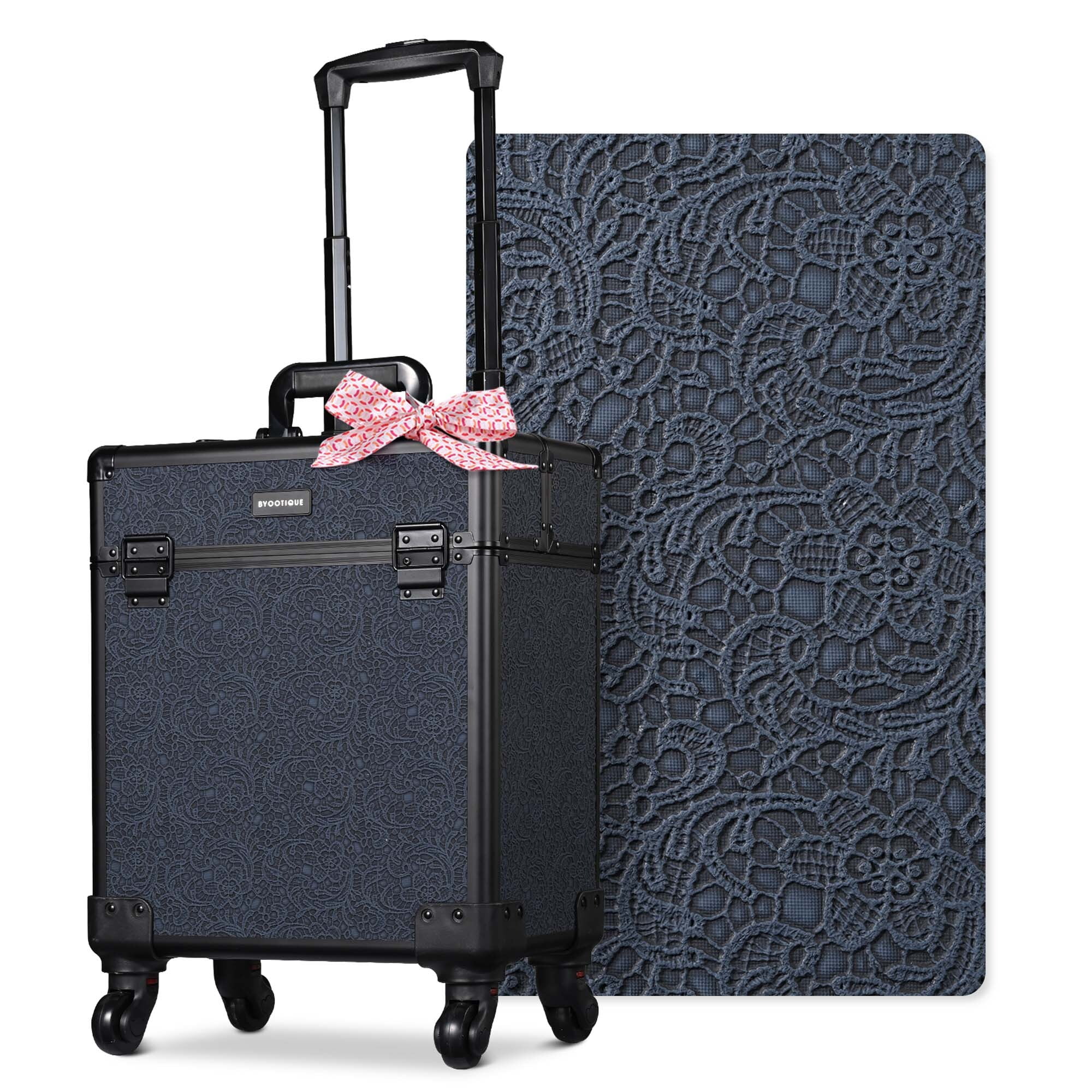 Byootique Rolling Makeup Train Case Cosmetic Case Portable Makeup ...