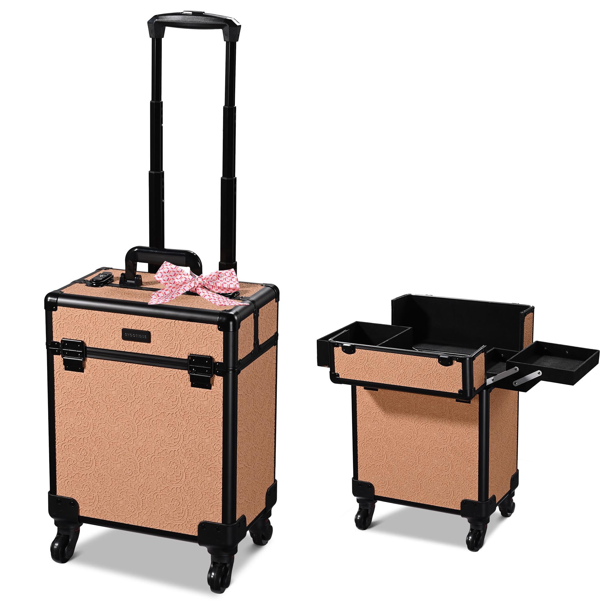 Byootique Rolling Makeup Train Case Cosmetic Case Portable Makeup ...