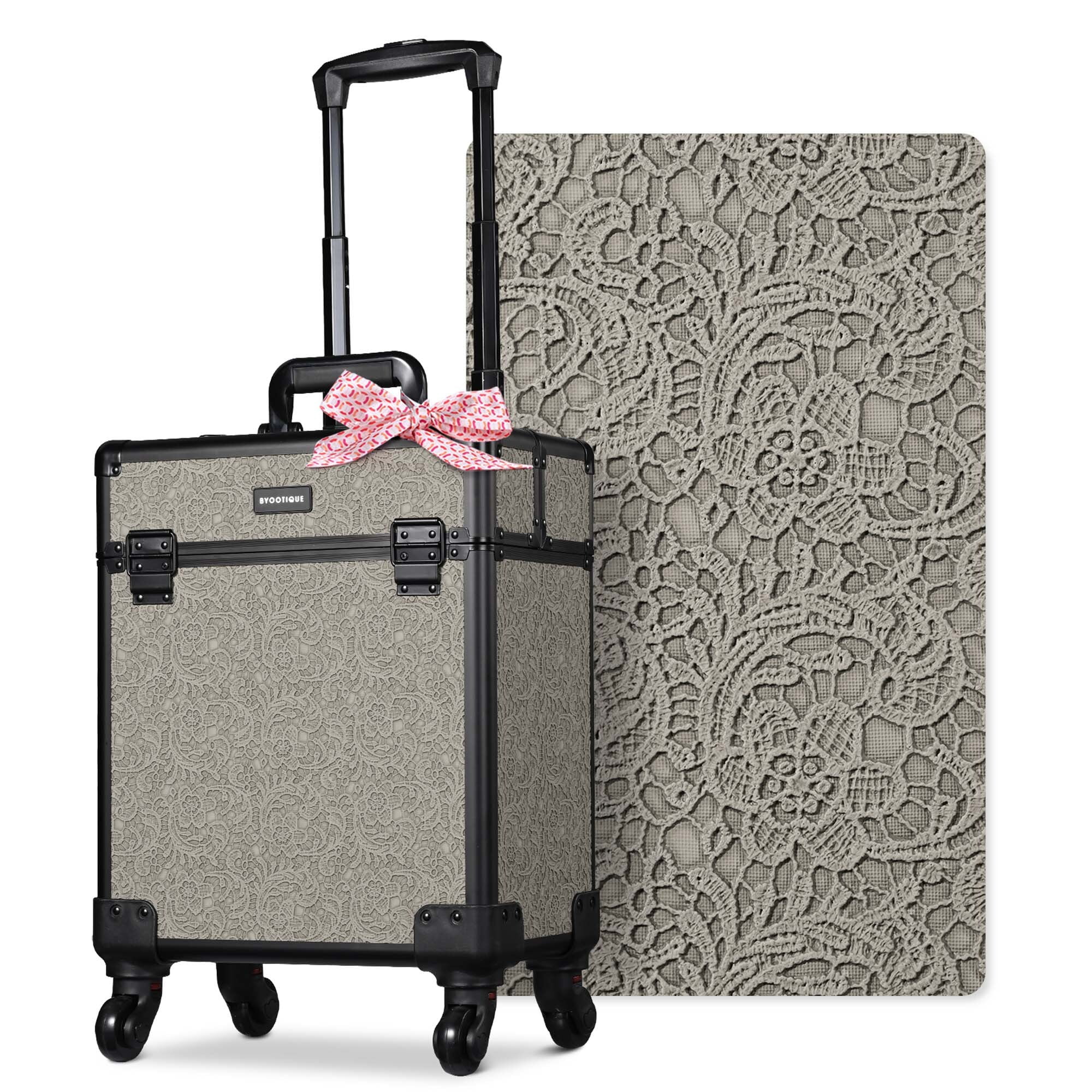 Byootique Rolling Makeup Train Case Cosmetic Case Portable Makeup ...