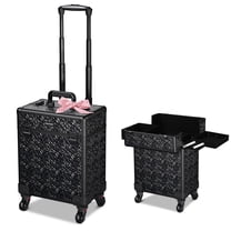 Byootique 2in1 Nail Polish and Makeup Organizer, Rolling Trolley Case ...