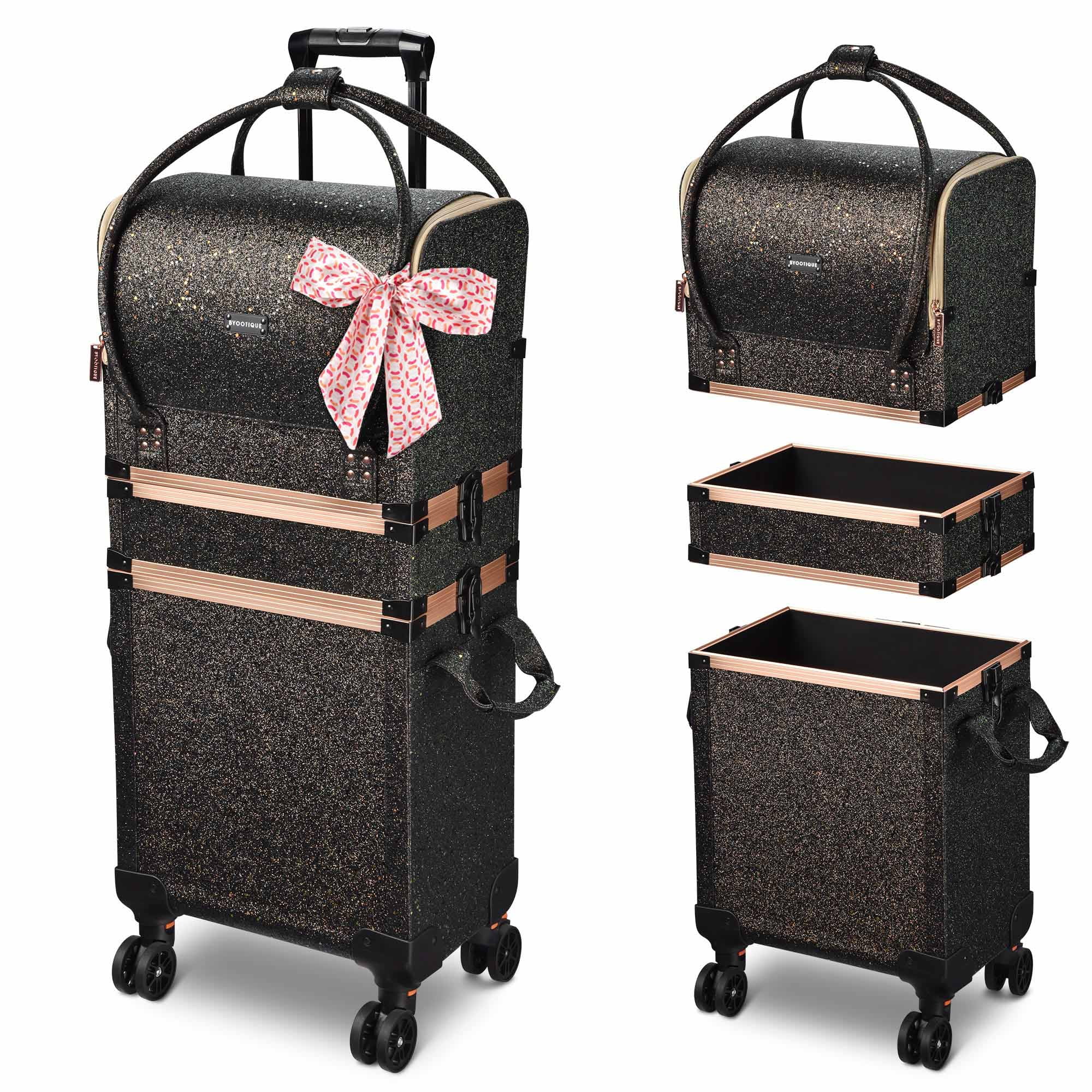 Byootique Rolling Makeup Train Case Lockable Cosmetic Storage Trolley ...