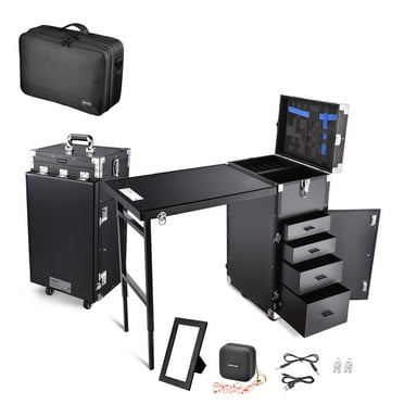 Byootique 2in1 Nail Polish and Makeup Organizer, Rolling Trolley Case ...