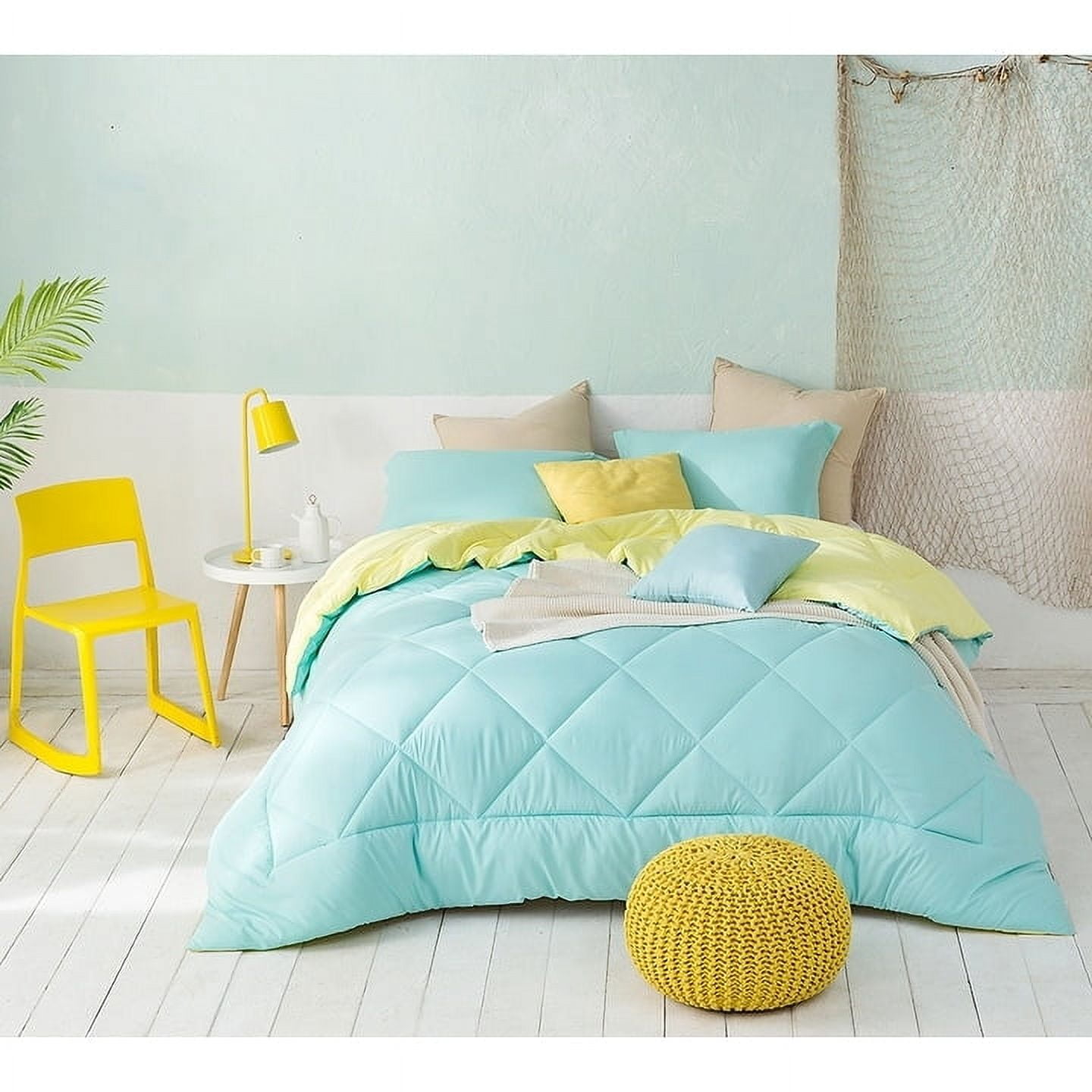 Byourbed Yellow Reversible Comforter, Oversized Bedding, Microfiber ...