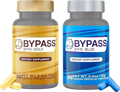 Bypass BPRI Gold & Blue Capsules Bundle - 100% Natural - Includes Bpri Gold (30 Caps, 500mg ...