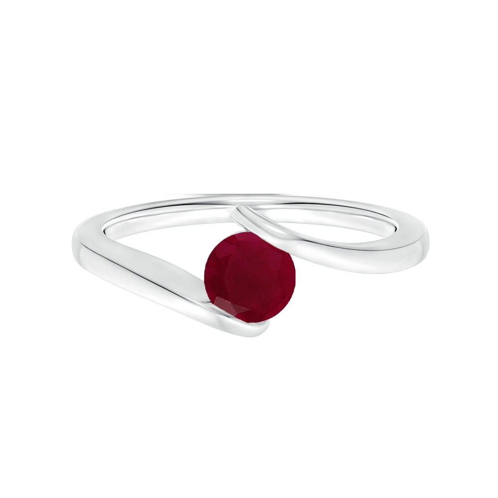 Bypass Bezel Set 0.55 Ctw Round Ruby Gemstone 925 Sterling Silver Women Stacking Ring - Walmart.com