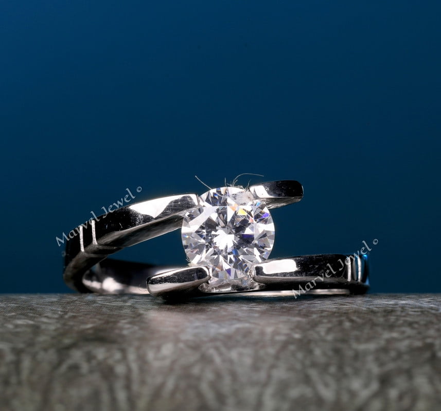 Bypass Diamond Ring, Solitaire Diamond Engagement Ring, Tention Set ...