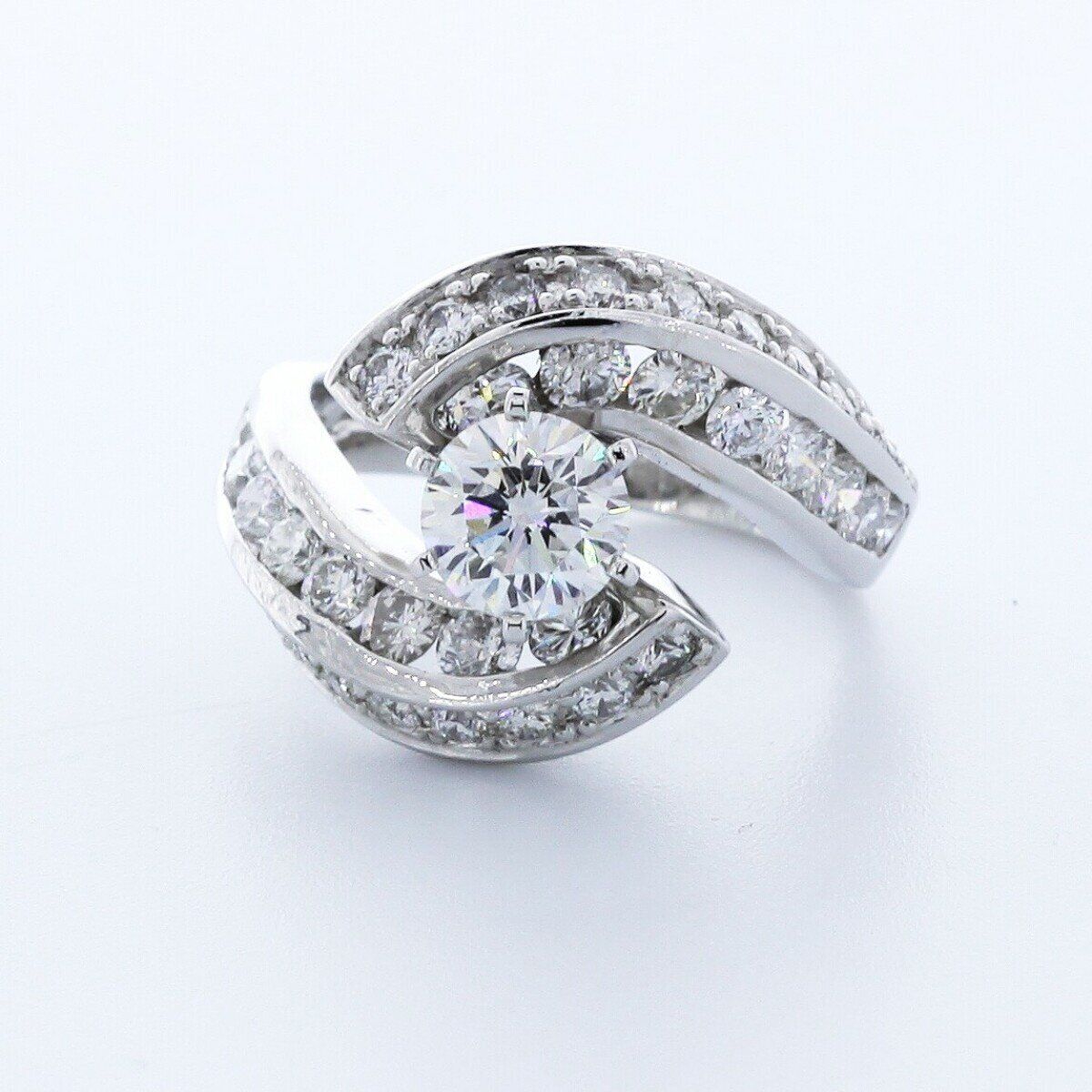 Bypass Shank Diamond Accent Ring Promise Ring 2.1 Ct Diamond 14K White ...