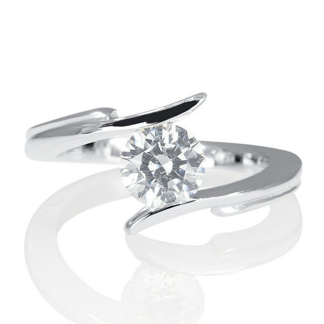 Bypass Shank Ring Round Diamond Solitaire Engagement Ring 1.5 Ct ...