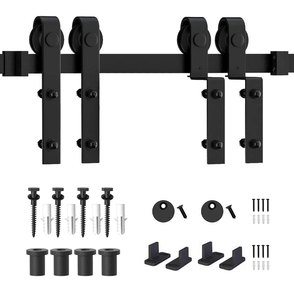 Bypass Sliding Barn Door Hardware Track Bent Hanger Slides System 4-9 ...