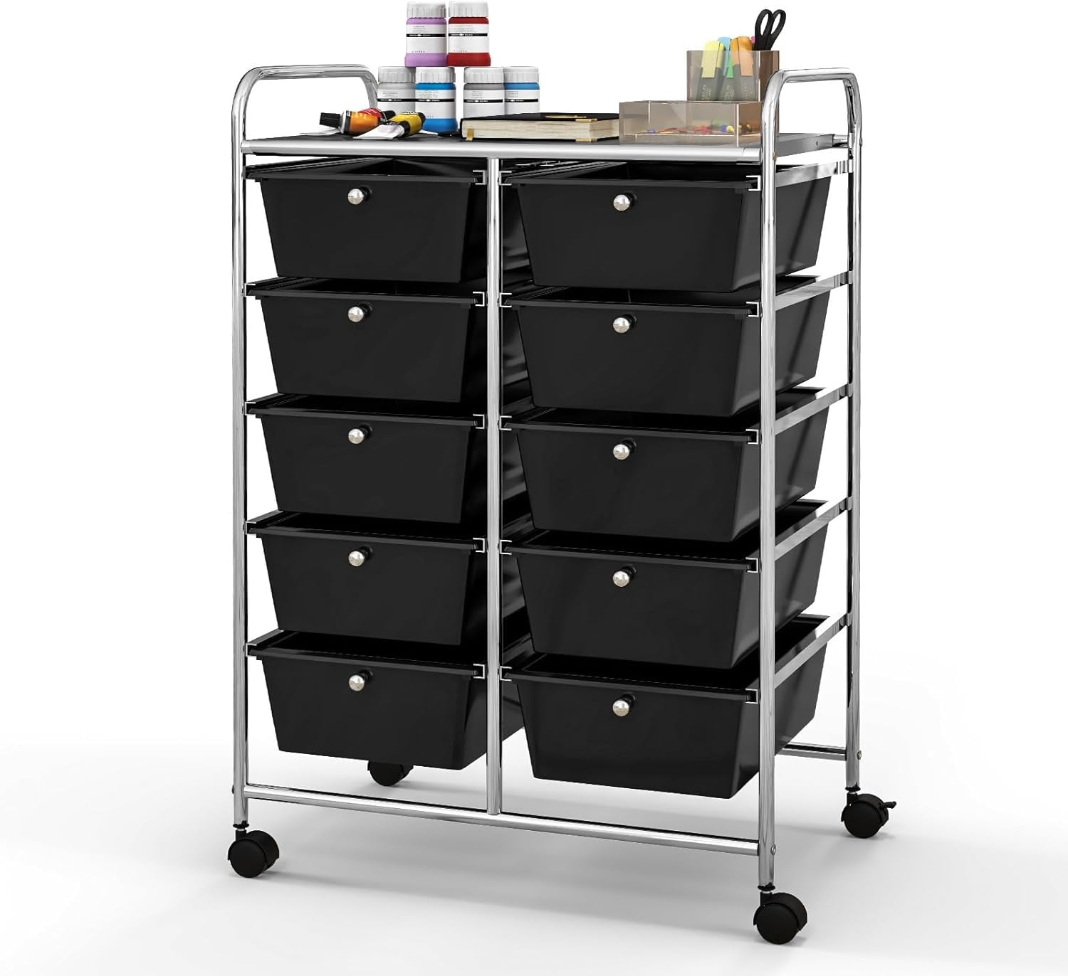 Byroce 10-Drawer Rolling Cart, Craft Storage Drawers Organizer with ...