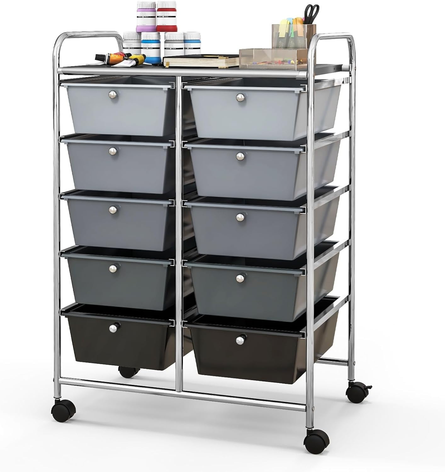 Byroce 10-Drawer Rolling Cart, Craft Storage Drawers Organizer with ...