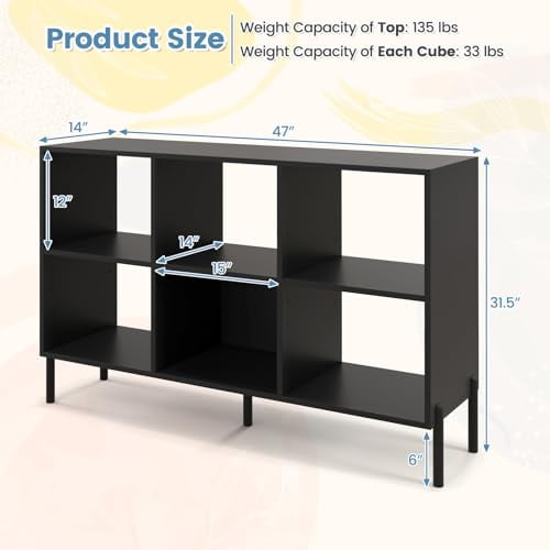 Byroce 6 Cube Storage Organizer Bookshelf, 3-Tier Wood Open Bookcase ...