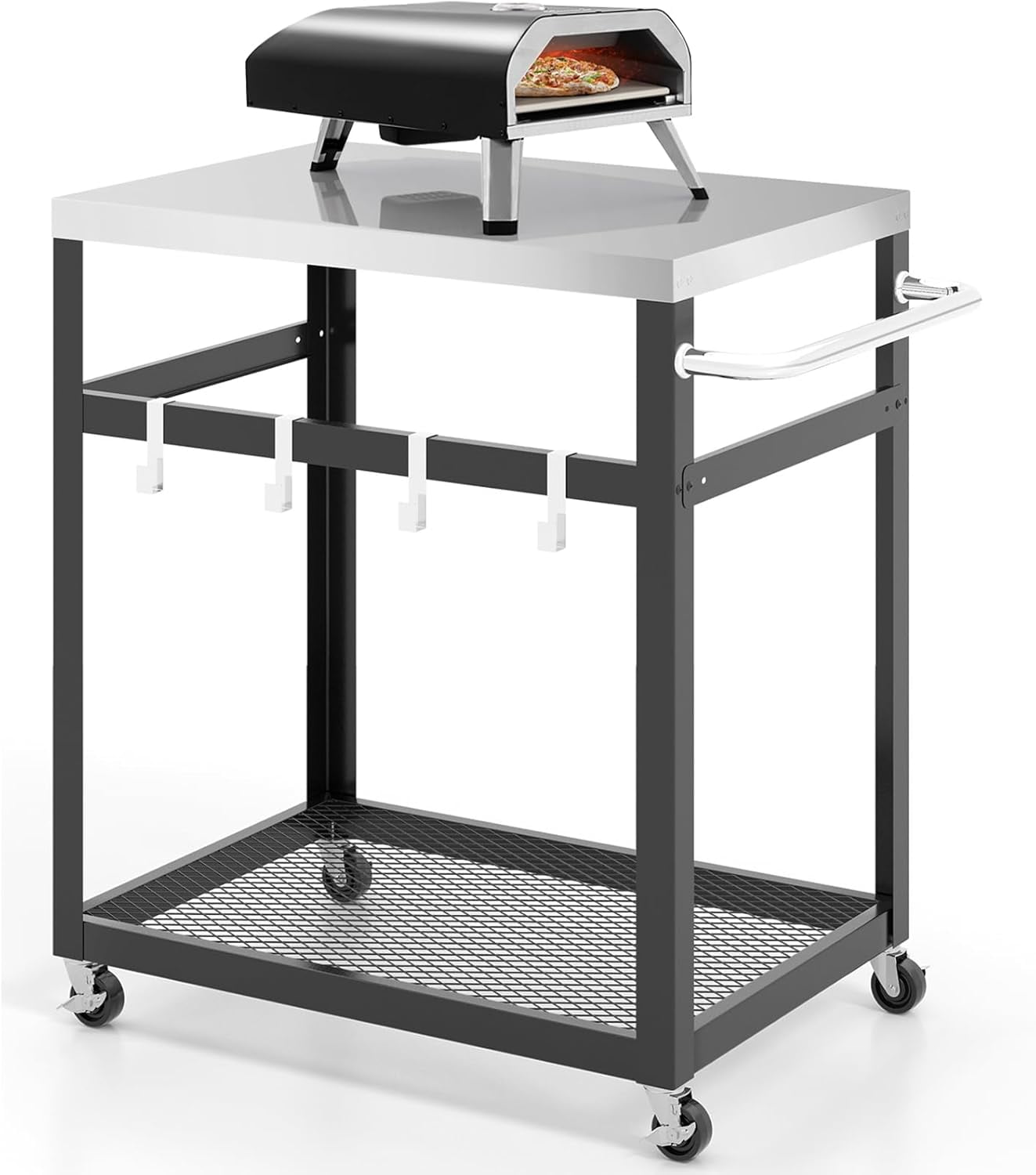 Byroce Grill Cart, Outdoor Double-Shelf Prep Table for Grill with ...