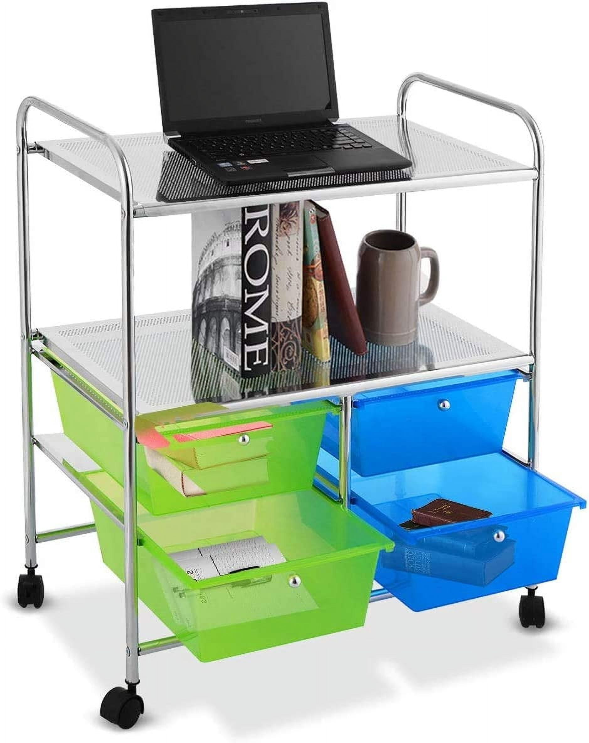 Byroce Storage Cart, Rolling Storage Cart w/4 Drawers & 2 Shelves, 3 ...