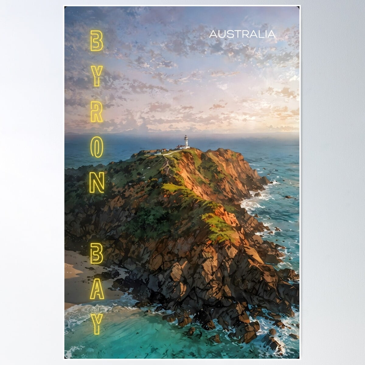 Byron Bay Lighthouse Sticker Â€“ Iconic Australian Coastal Landmark Art ...