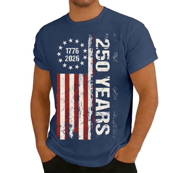 Bysome 4Th Of July Men T-Shirts Summer Independence Day Letter Stripe ...