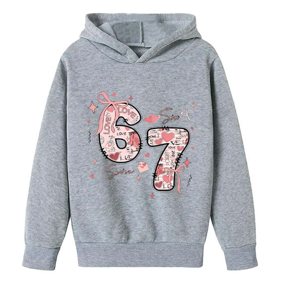 Bysome Big Girls Hoodies Teen Casual Hooded Long Sleeve Number Print ...