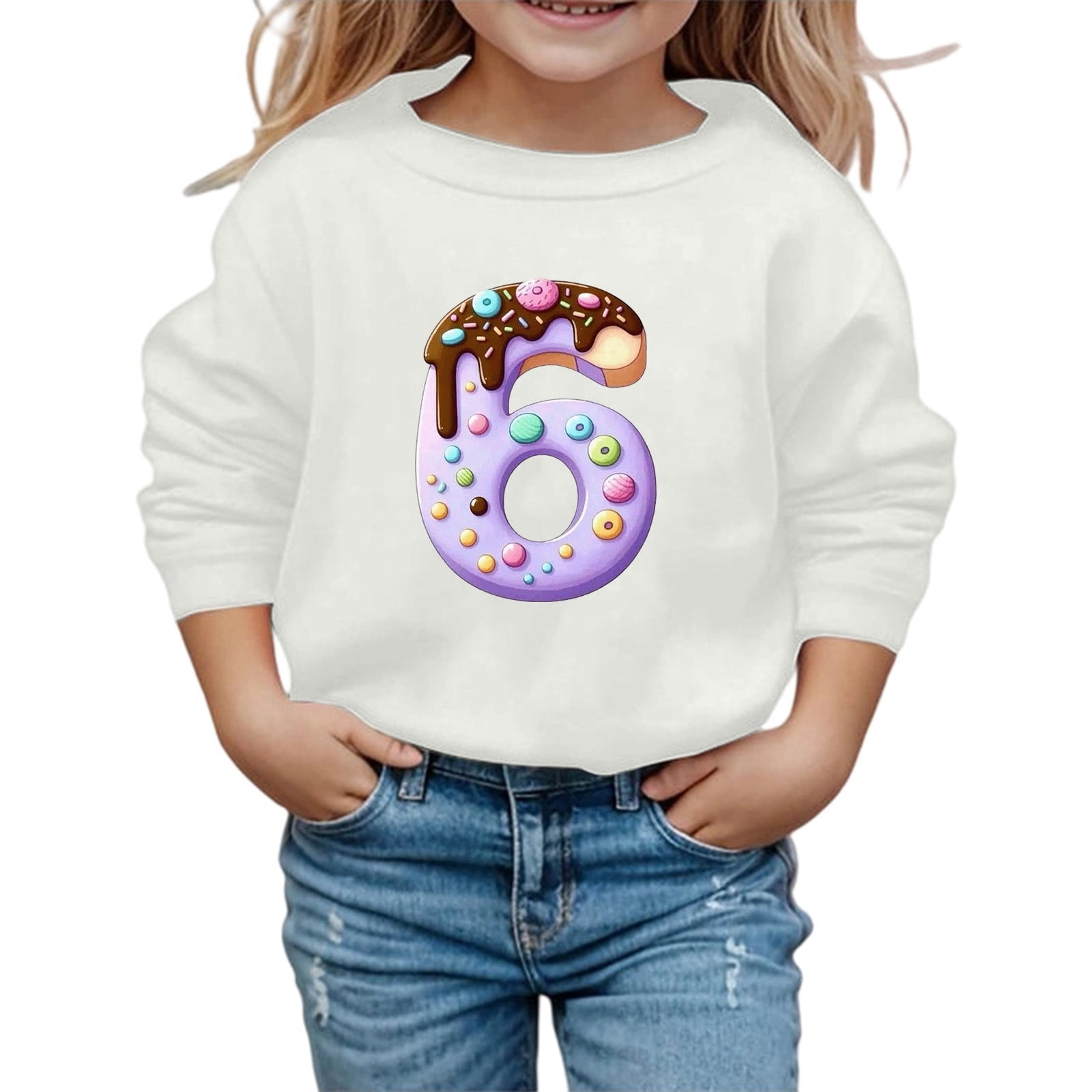 Bysome Big Girls Sweatshirts Teen Casual Crew Neck Long Sleeve Number ...
