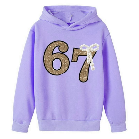 Bysome Child Hoodies For Little Girls Number Print Casual Long Sleeve ...