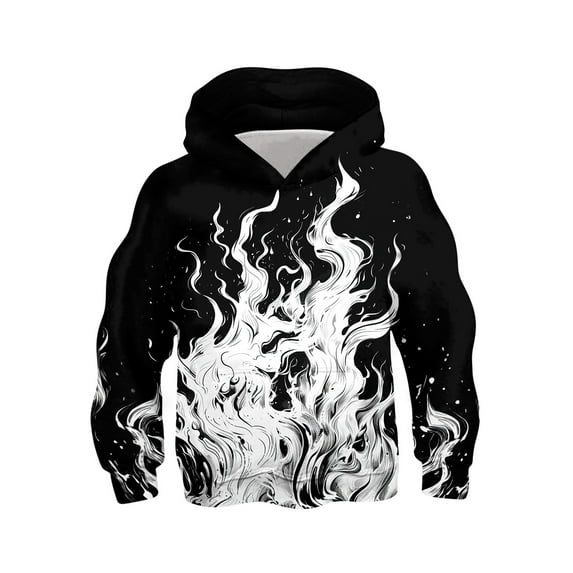 Bysome Child Little Boys Hoodies Long Sleeve Fire Print Casual Hooded ...