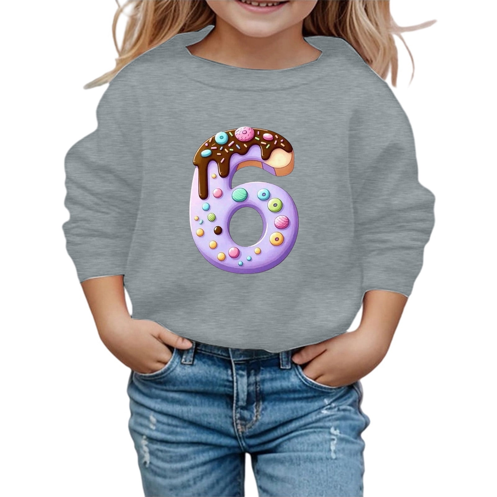Bysome Child Little Girls Sweatshirts Long Sleeve Number Print Outdoor ...