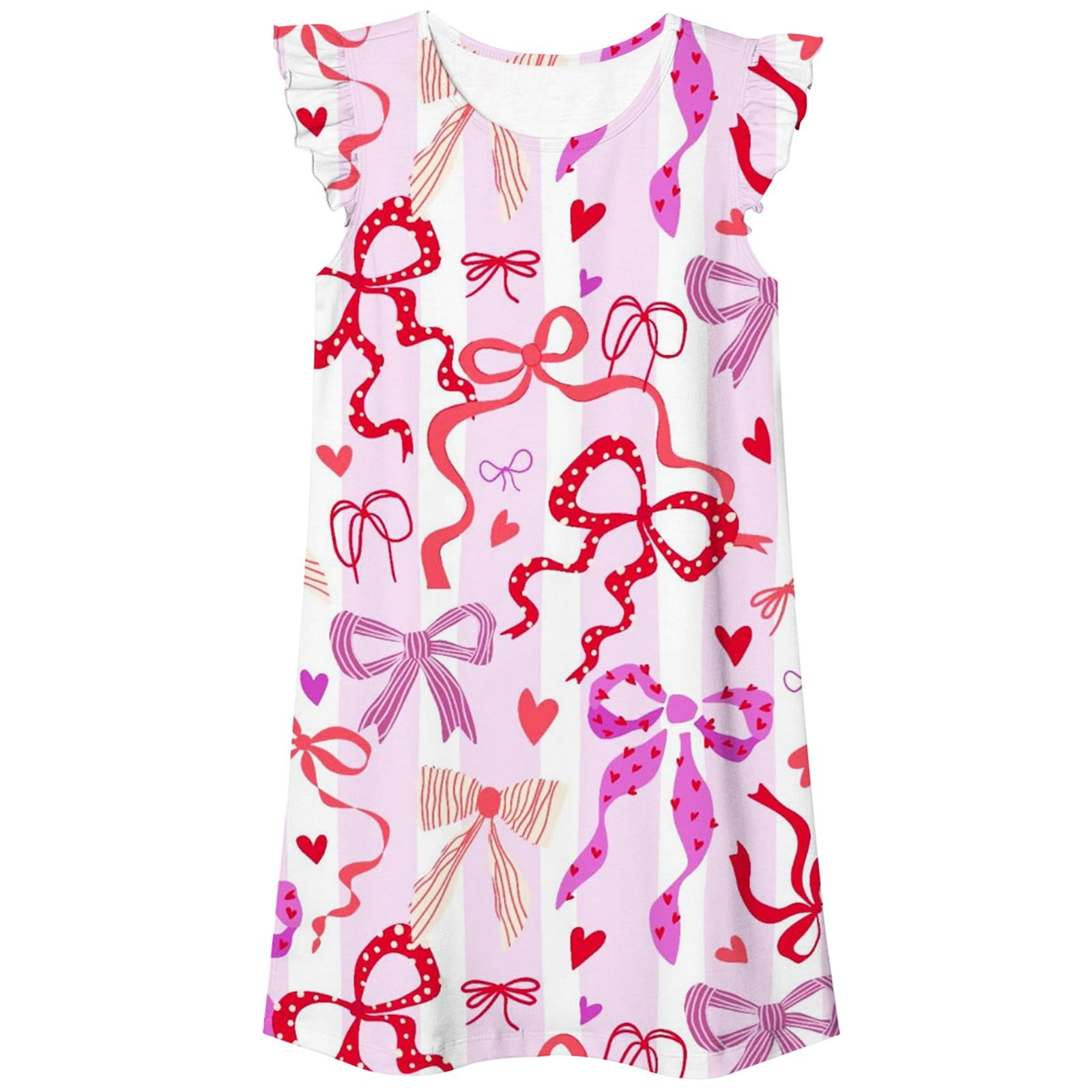 Bysome Girls Dress Bowtie Print Short Sleeve Crew Neck Summer ...