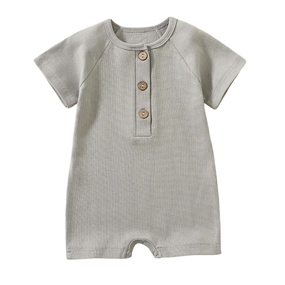 Bysome Kids Boys Romper Solid Color Short Sleeve Crew Neck Onesie ...