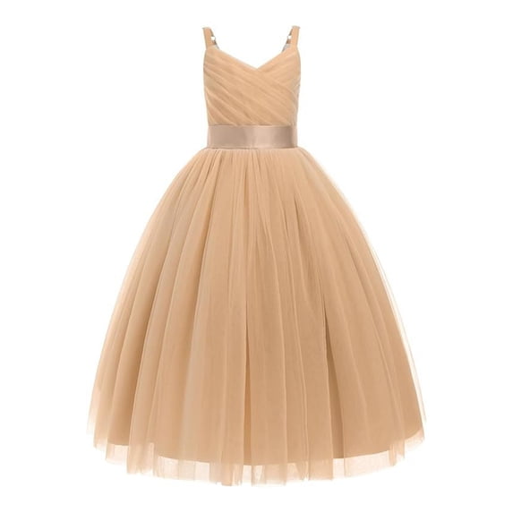 Bysome Kids Girls Dress Solid Color Sleeveless V-Neck Summer Soft ...