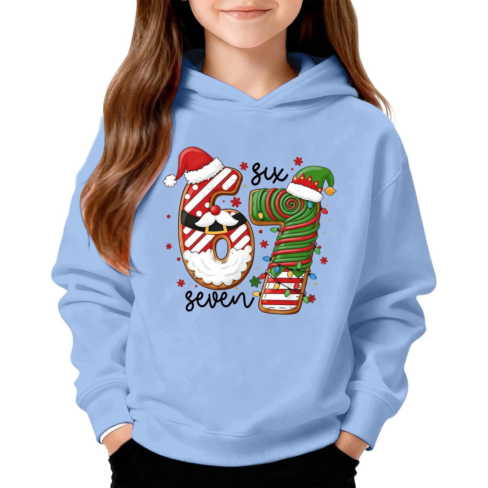 Bysome Teen Hoodies For Big Girls Number Print Winter Long Sleeve ...