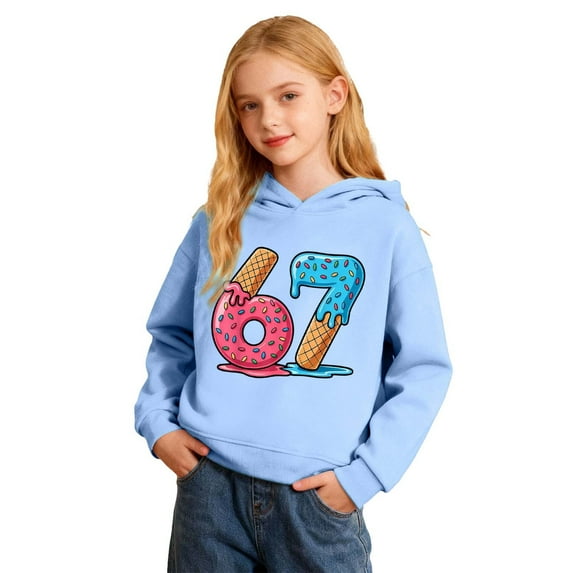 Bysome Teen Hoodies For Big Girls Number Print Winter Long Sleeve ...