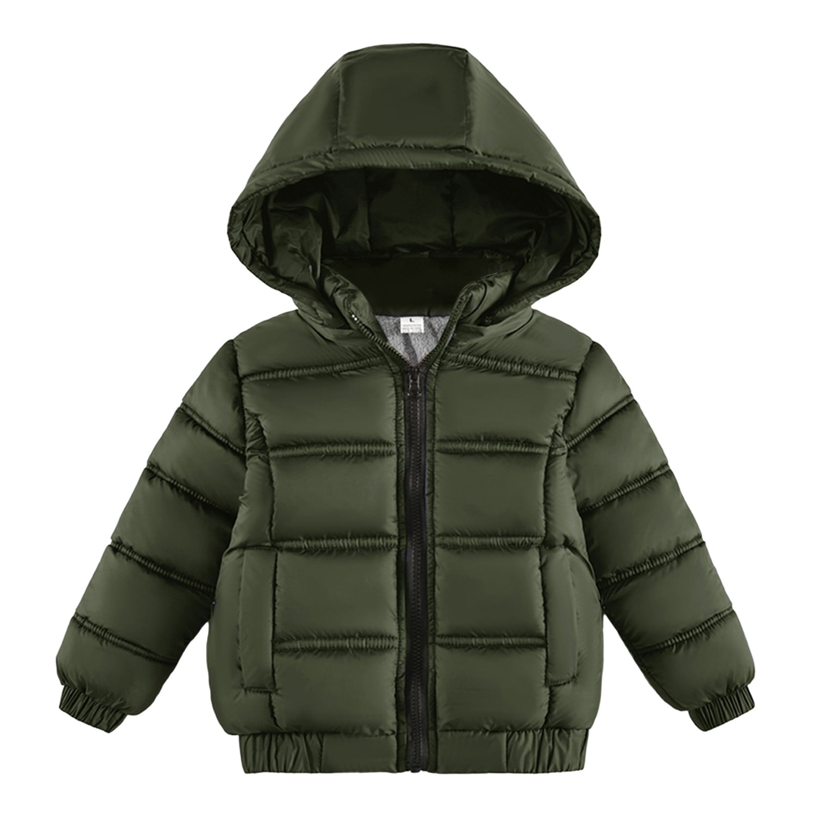Bysome Toddler Boys Coats Kids Winter Baby Jacket Girls Hooded Solid Outwear Zipper Windproof ...