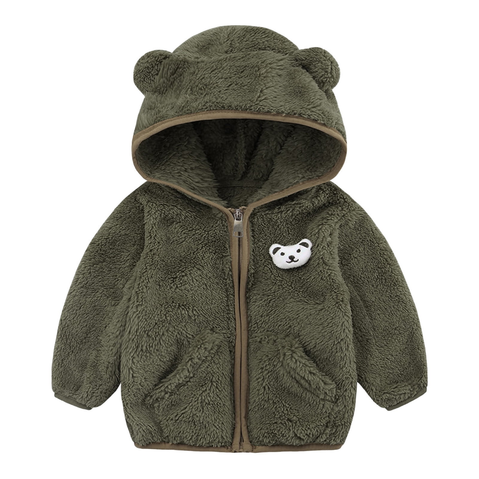 Bysome Toddler Boys Coats Baby Girls Jacket Bear Ears Hooded Outerwear Zipper Warm Winter Long ...