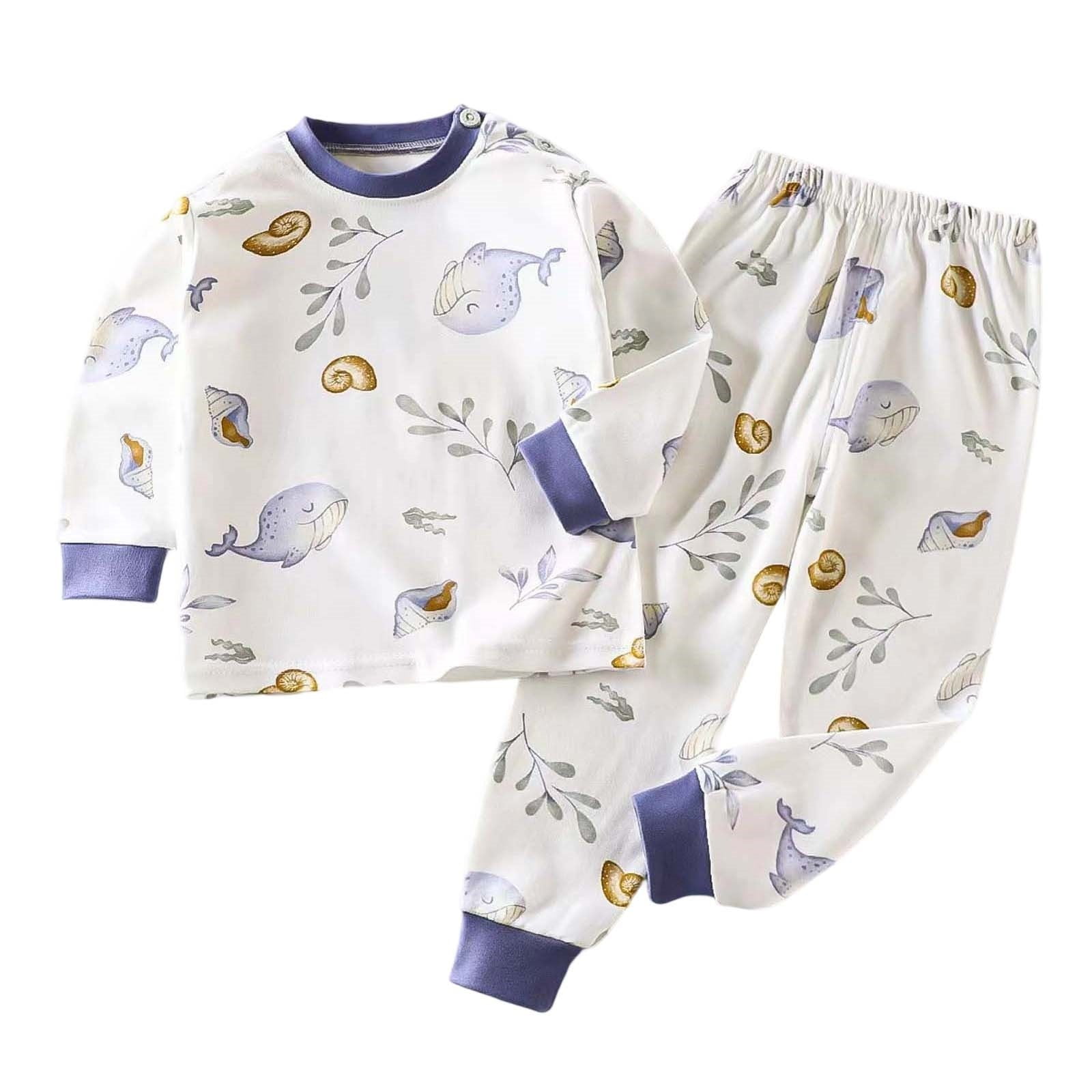 Bysome Toddler Boys Pajamas Autumn Long Sleeved Long Pants Set Pure For Girls Baby Open Collar ...