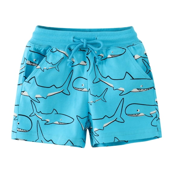 Bysome Toddler Boys Shorts Shark Print Elastic Waist With Drawstring ...